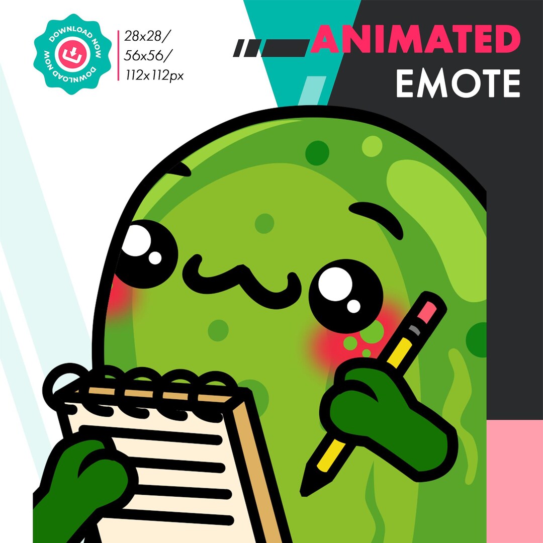 Animated Pickle Noted Emote, Animated Gherkin Taking Notes Emote for ...