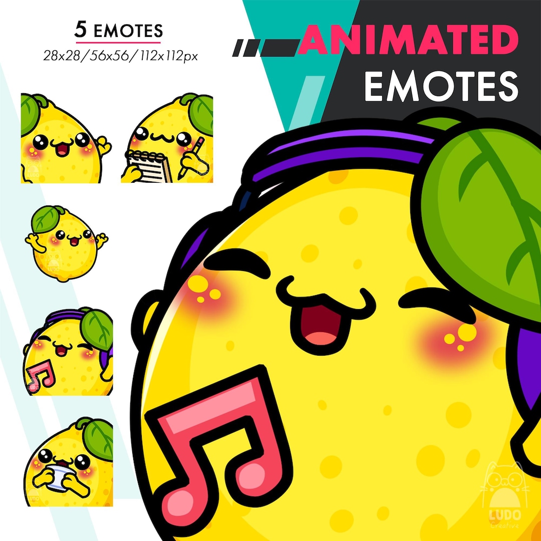 Animated Lemon Emotes Pack 3, 5 Cute Jam, Dance, Wave Emote Set for ...