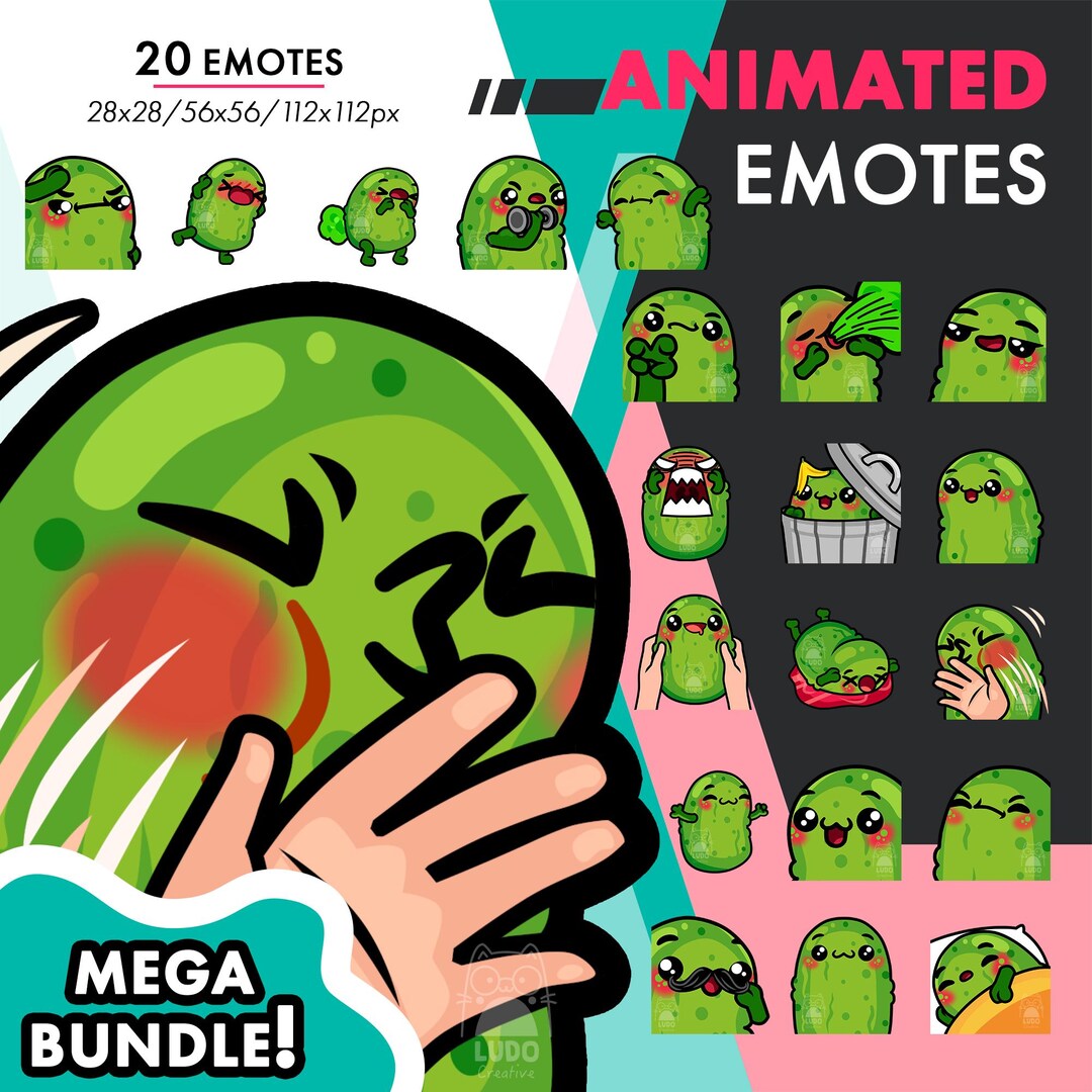 Mega Animated Pickle Emotes Pack 4, 20 Cute Cucumber Rip, Fart, Sleep ...