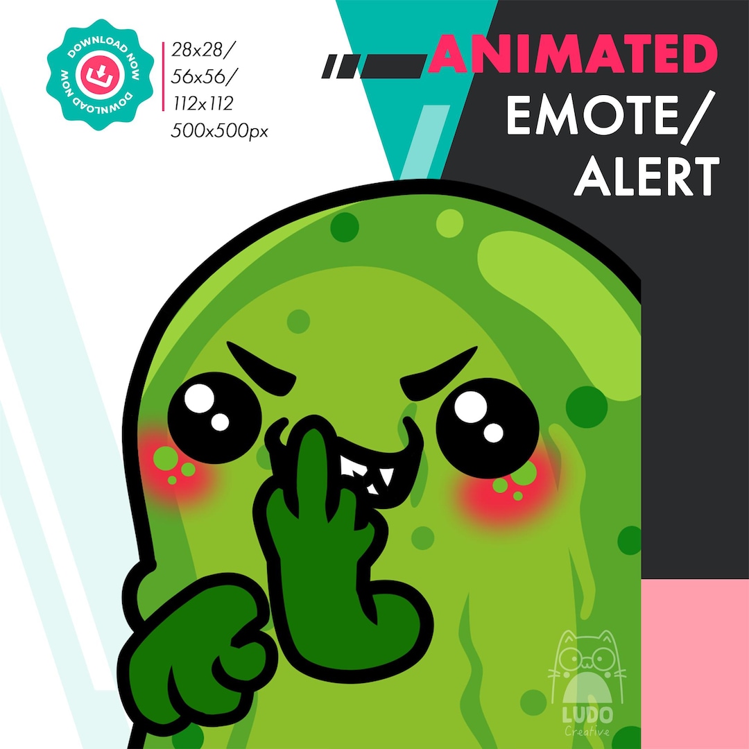 Animated Pickle Middle Finger Emote, Cute Gherkin Alert for Twitch ...
