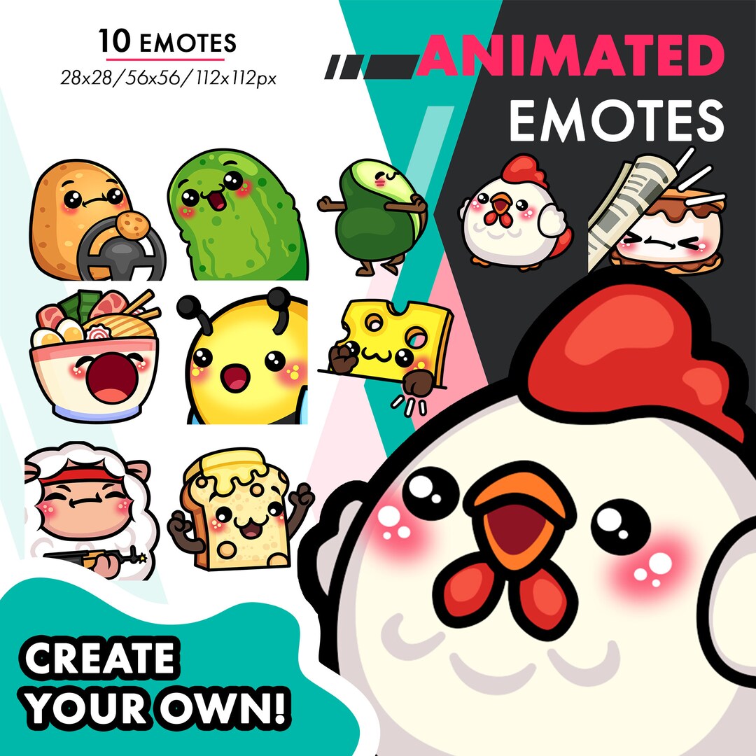 Create Your Own Animated Emotes Bundle, 10 Cute Animated Emote Pack for ...