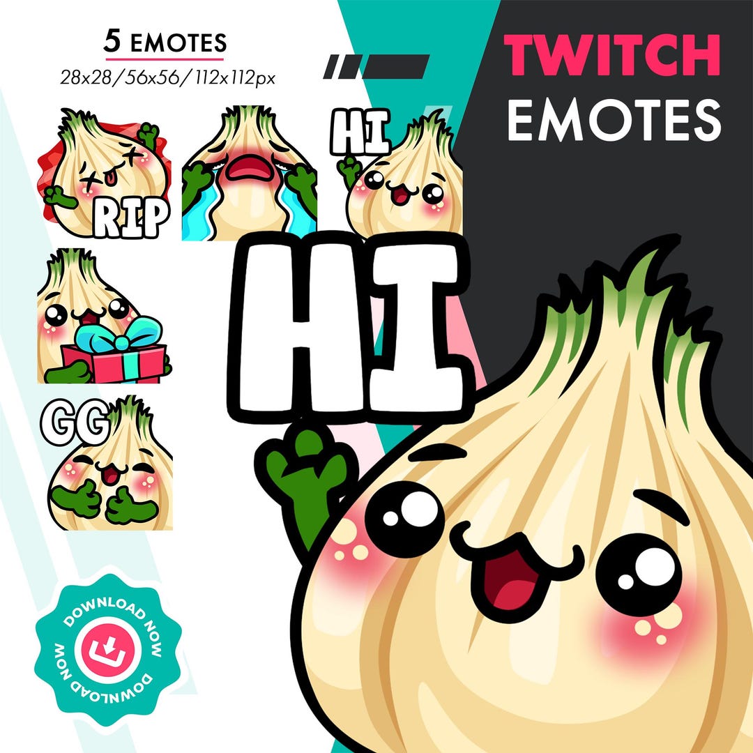 Garlic Emote Pack, Cute 5 Garlic GG, Hi, Rip Emote Set for Twitch ...