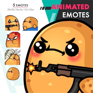 Animated Potato Emotes Pack 2, 5 Cute Potato Aim, Bonk, Mod Check Emote ...