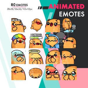 80 Animated Potato Emotes Pack, Ultimate Cute Potato Steer, Wiggle ...