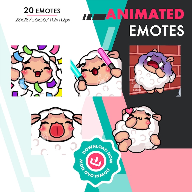 Mega Animated Lamb Emotes Pack 2, 20 Sheep Lick, Hype, Freaky Emote Set ...