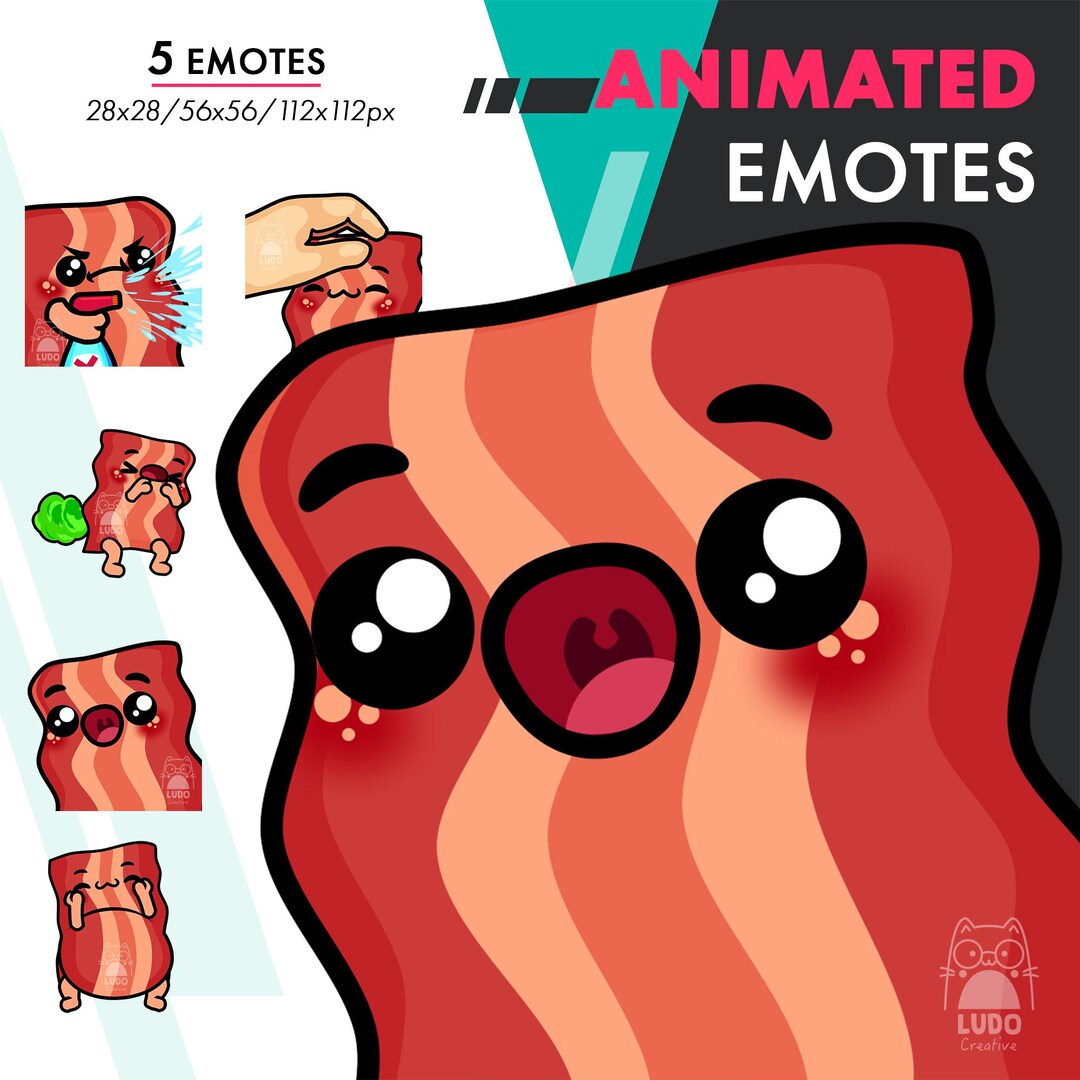 Animated Bacon Emotes Pack 2, 5 Cute Food Belly Dance, OMG, Pet Emote ...