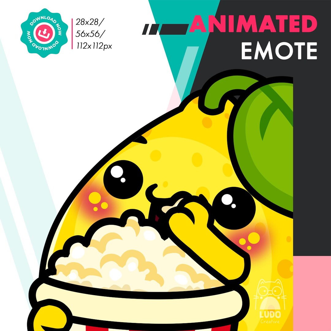 Animated Lemon Popcorn Emote, Cute Lemon Eating Emote for Twitch ...