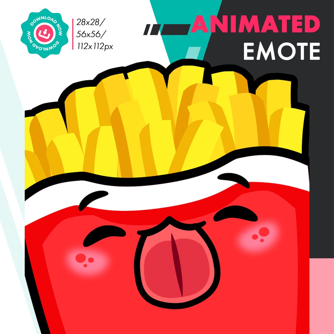 Animated French Fries Emote, Cute Potato Chips Lick Emote for Twitch ...