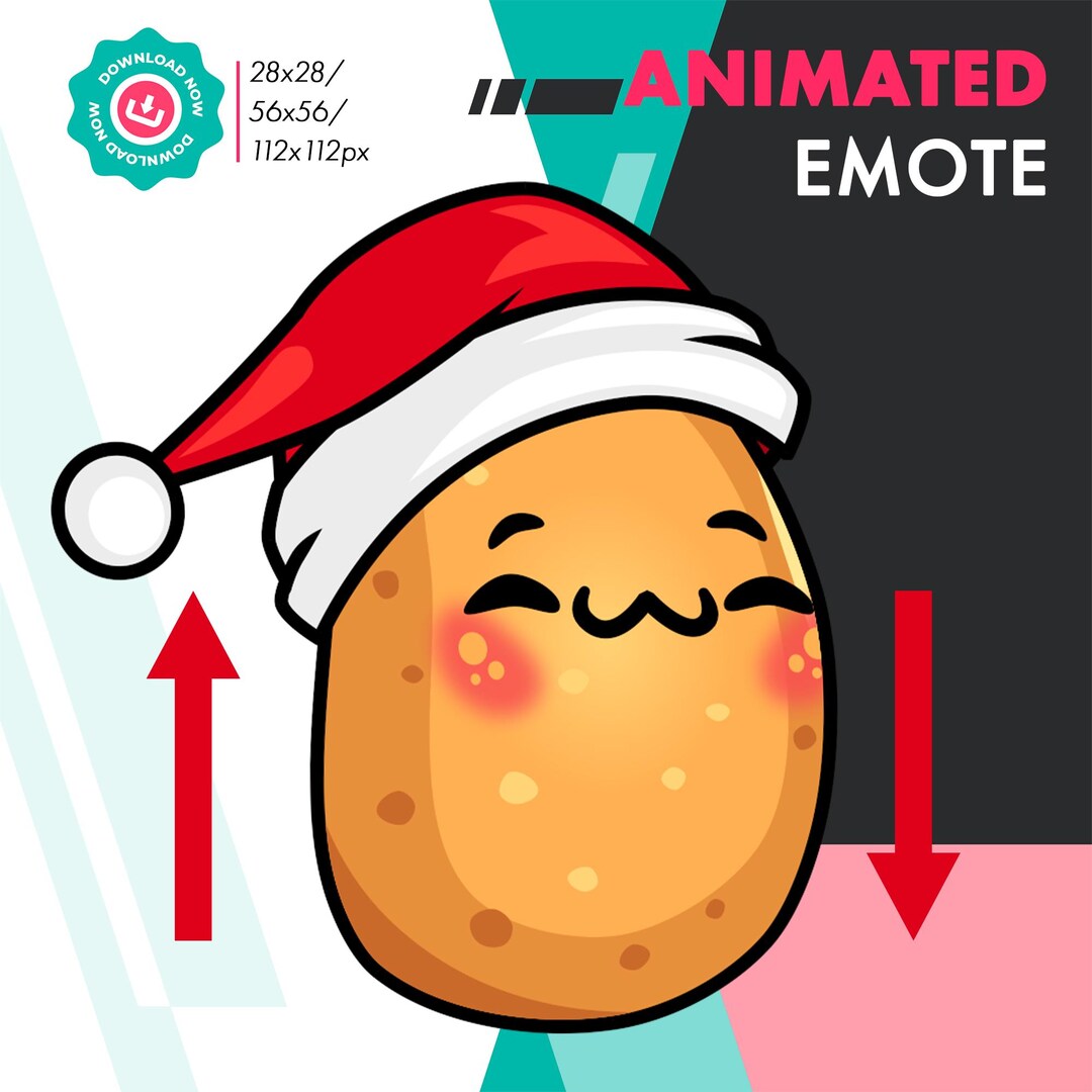 Animated Christmas Potato Jump Emote, Cute Festive Potato Emote for ...