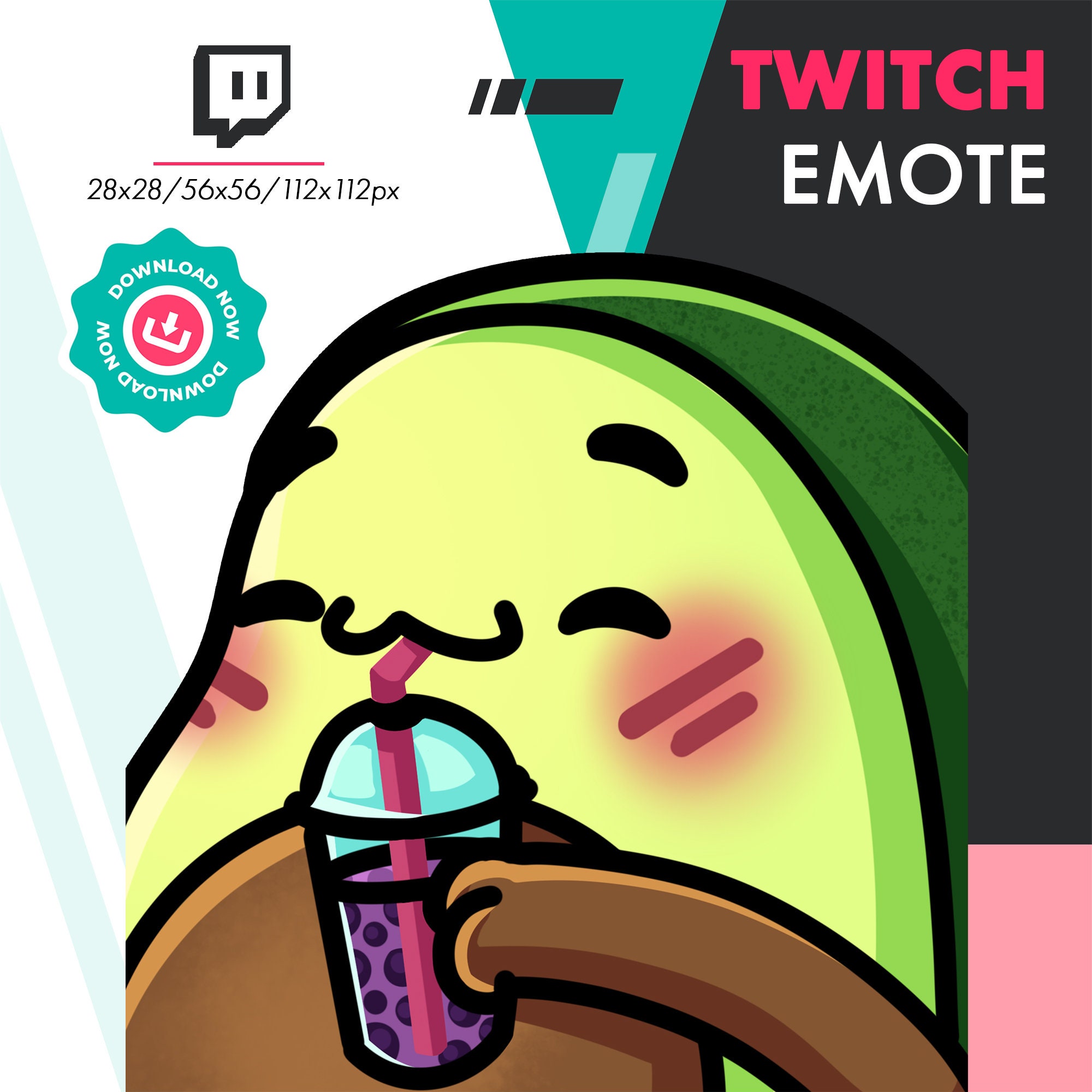 Twitch Avocado Emote Cute Avocado Sip Emote for Twitch Youtube Discord ...