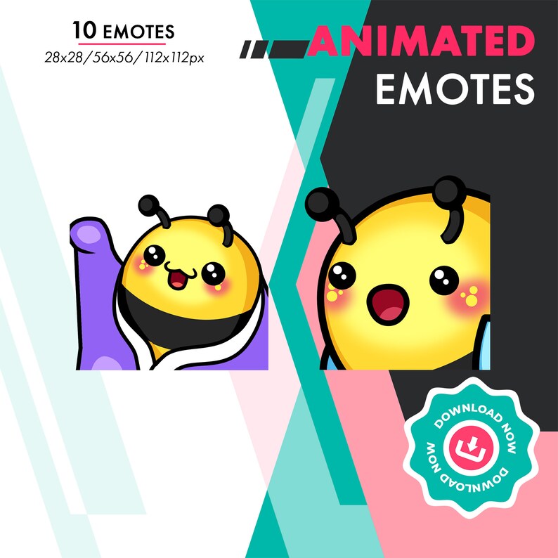 Animated Bee Emotes Pack, 10 Cute Wasp Steer, Dance, Pop Emote Set for ...
