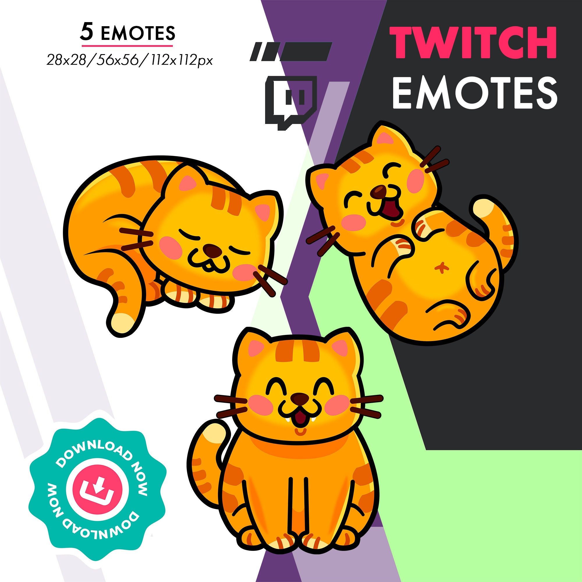 Twitch Cat Emotes Set 5 Cute Chibi Cat Emotes Pack for - Etsy