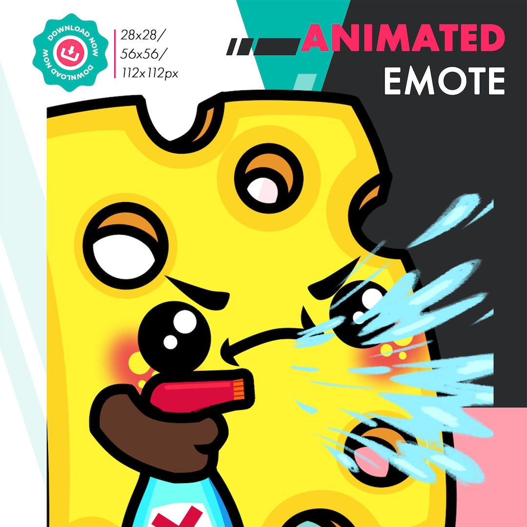 Animated Spray Bottle Emote, Cute Cheese Bad Emote for Twitch Youtube ...