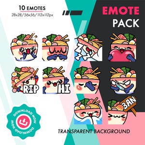 Ramen Emote Pack, 10 Cute Noodle Hi, Rip, WOW Emote Set for Twitch ...