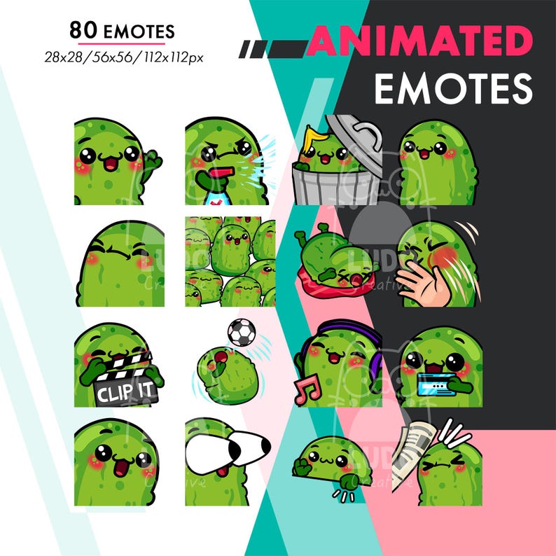 80 Animated Pickle Emotes Pack, Ultimate Cute Cucumber Steer, Wiggle ...