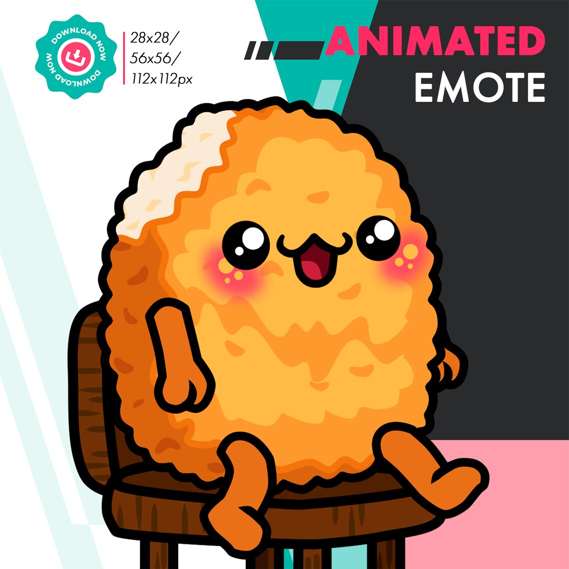 Animated Chicken Nugget Emote, Cute Fried Chicken Sit Emote for ...