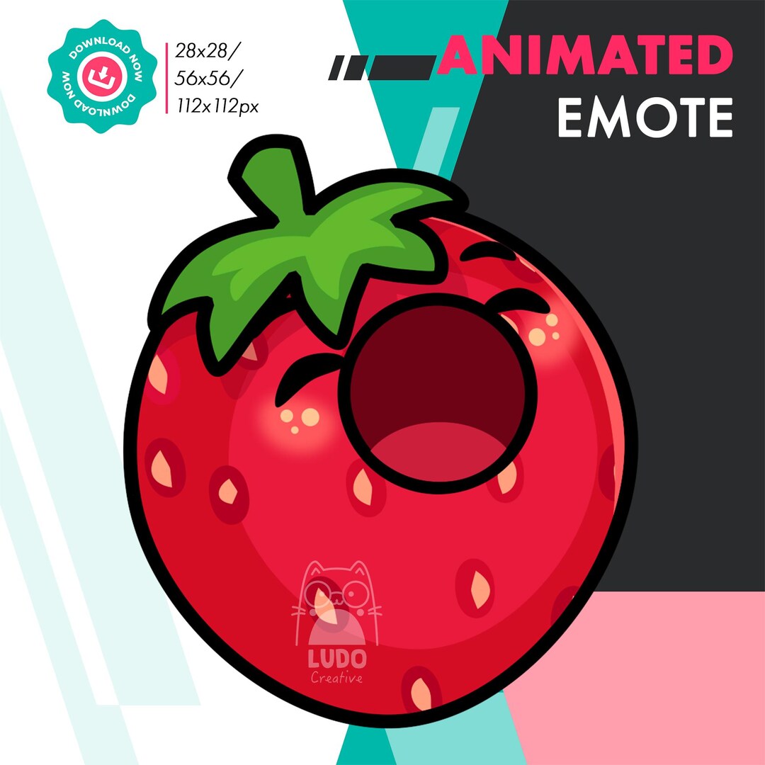 Animated Strawberry POP Emote, Cute Fruit Emote for Twitch Youtube ...