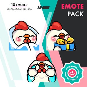 Chicken Emote Bundle 2, 10 Cute Twitch Chicken Hi, Hype, Rip Still ...