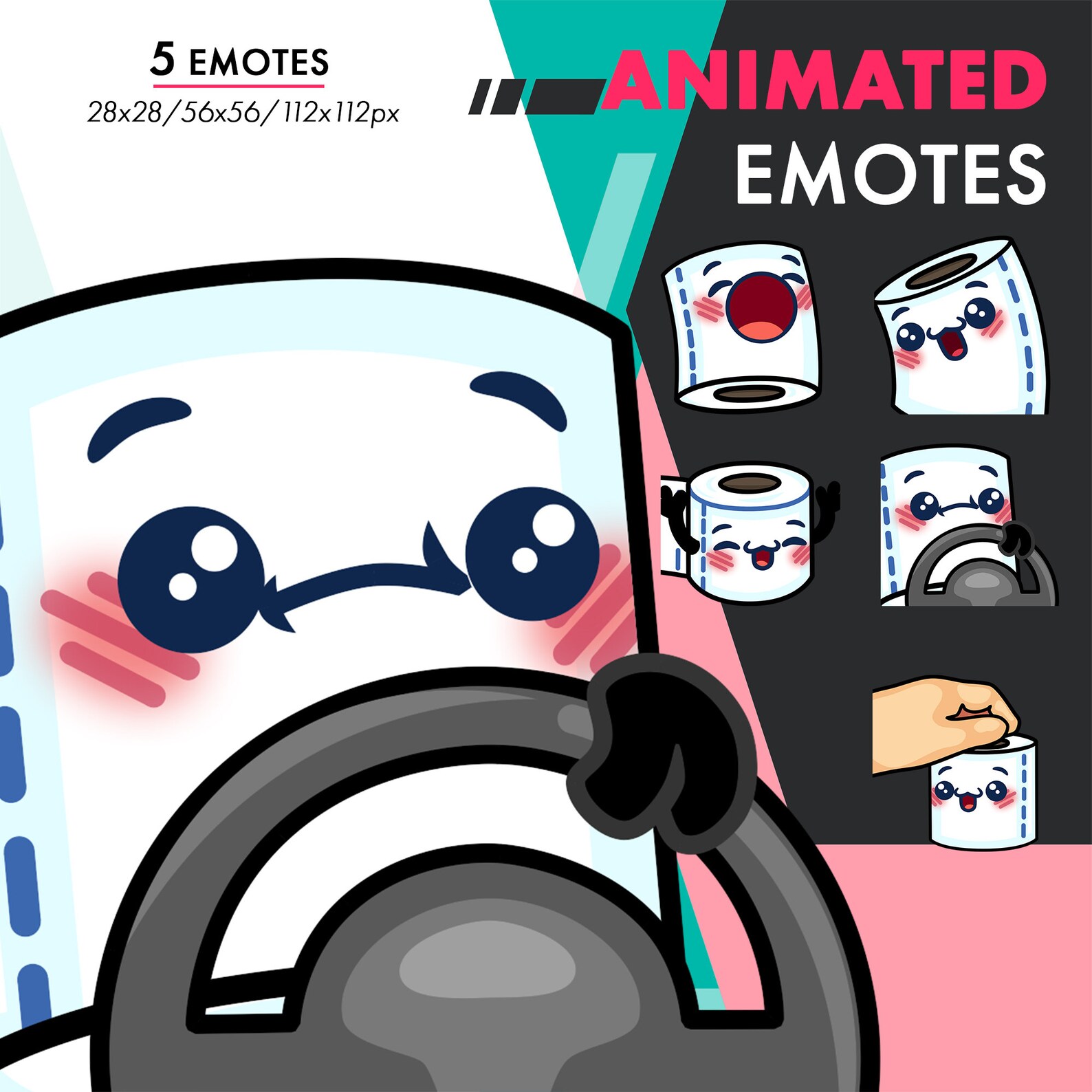 Animated Toilet Paper Emotes Pack, 5 Cute Toilet Roll Hype, POP, Wiggle ...