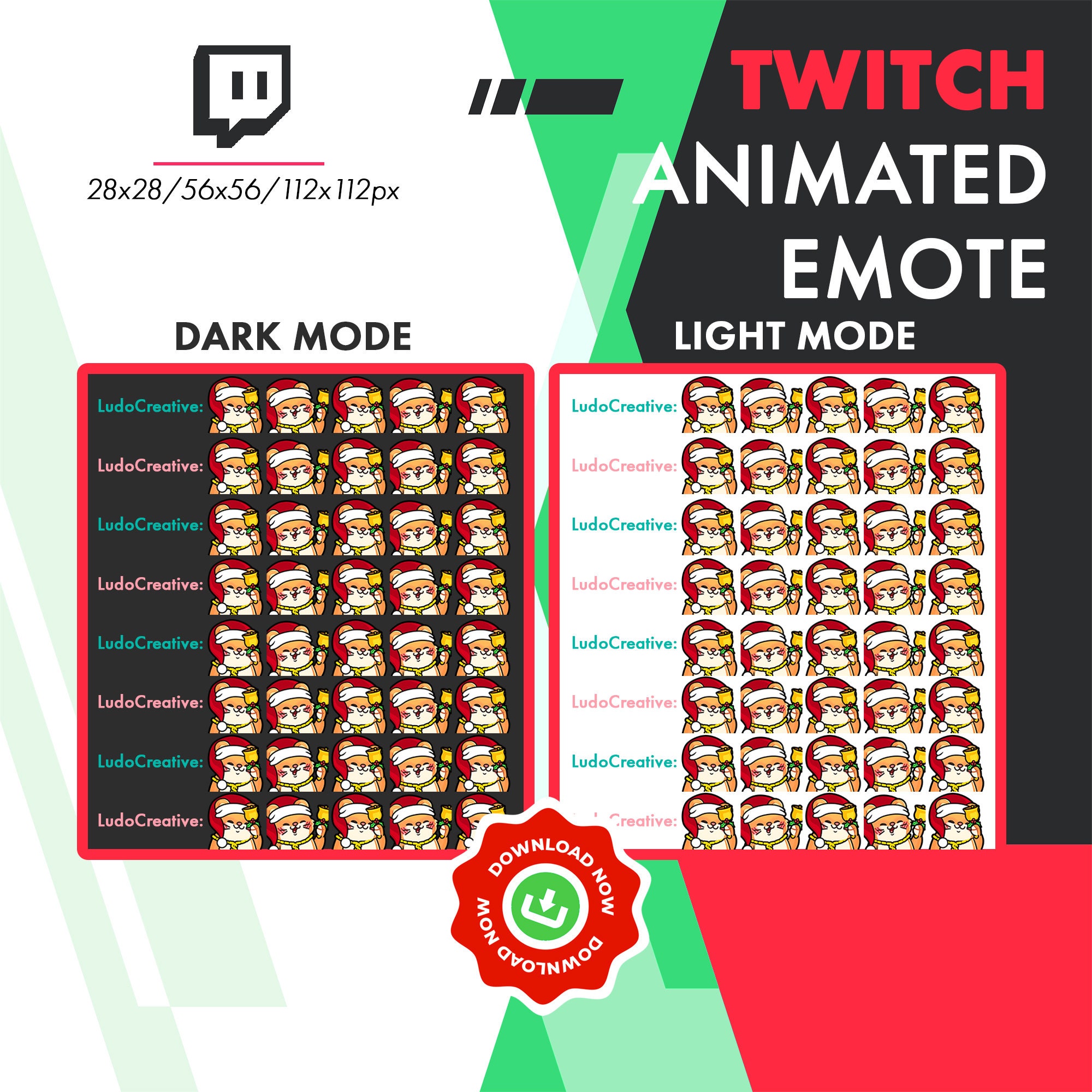 Animated Emotes, Christmas Hamster Emote for Twitch Youtube Discord ...