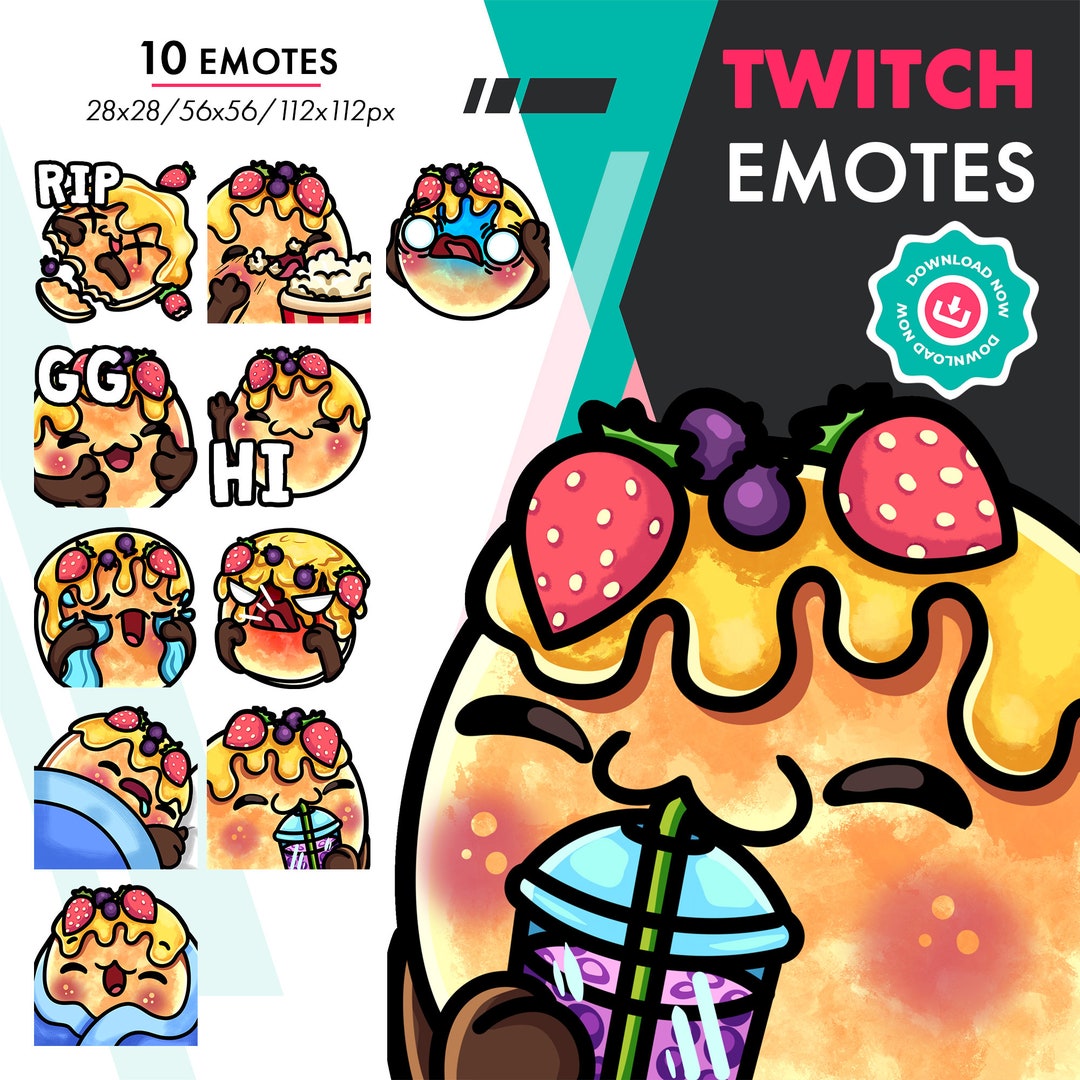 Twitch Pancake Emotes Set, 10 Cute Chibi Pancake Emotes Pack for ...