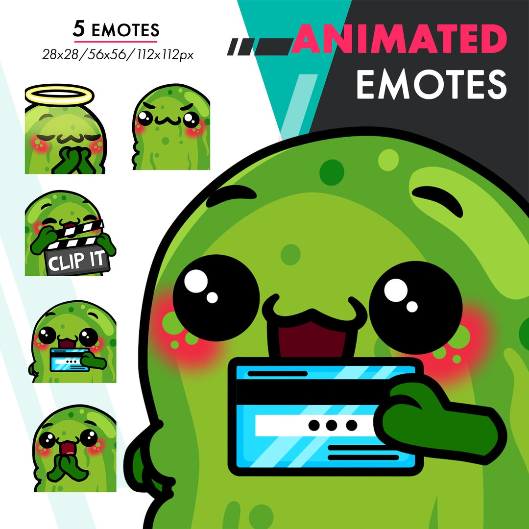 Animated Pickle Emotes Pack 8, 5 Cute Pickle Clip It, Credit Card, Clap ...