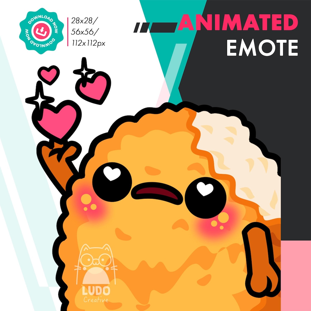 Animated Chicken Nugget Love Emote, Cute Fried Chicken Heart Emote for ...