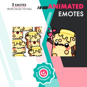 Animated Toast Emotes Pack 2, 5 Cute Bread and Butter Raid, Love, Noted ...