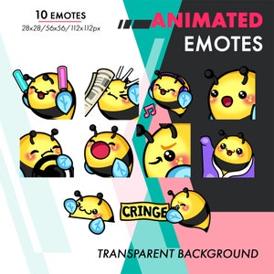 Animated Bee Emotes Pack, 10 Cute Wasp Steer, Dance, Pop Emote Set for ...