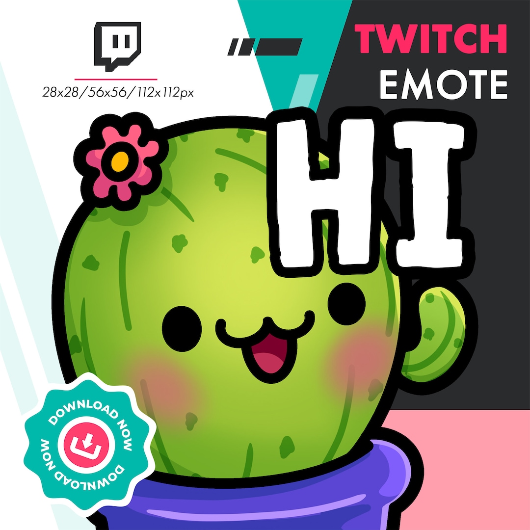 Twitch Cactus Emote | Cute Cartoon Hi Emote for Twitch Youtube Discord ...