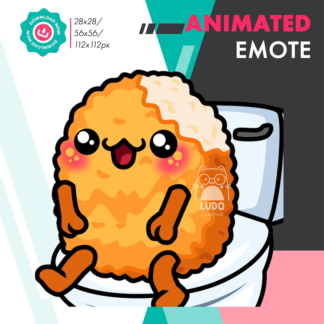 Animated Chicken Nugget on Toilet Emote, Cute Fried Chicken Sitting on ...