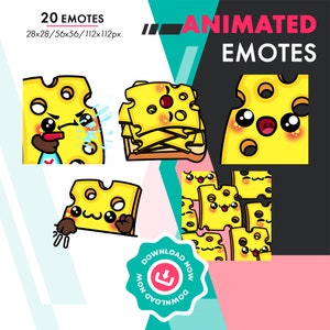 Mega Animated Cheese Emotes Pack, 20 Cute Cheddar Slice Steer, Bobble ...