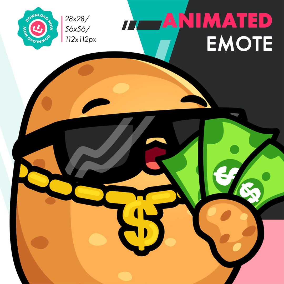 Animated Potato Emote, Animated Potato Money Emote for Twitch Streamers ...