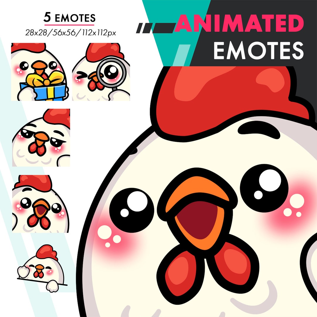 Animated Chicken Emotes Pack 4, 5 Cute Chick Eyebrows, Smirk, Gift ...