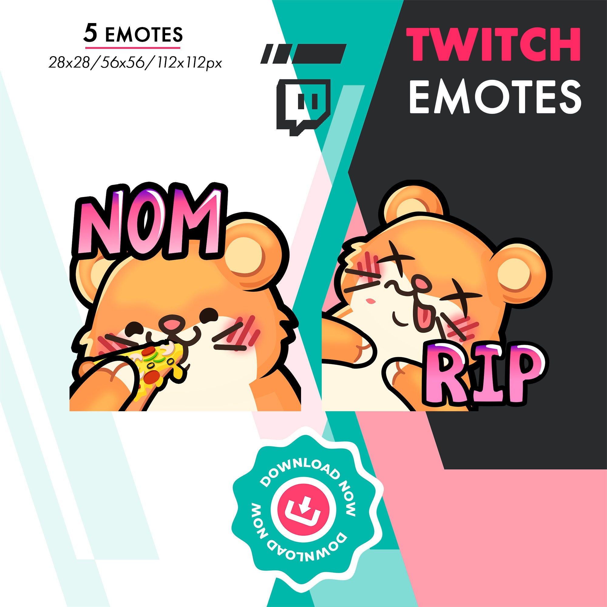 Hamster Emote Pack | 5 Cute Mouse RIP, GG, Lurk Emote for Twitch ...