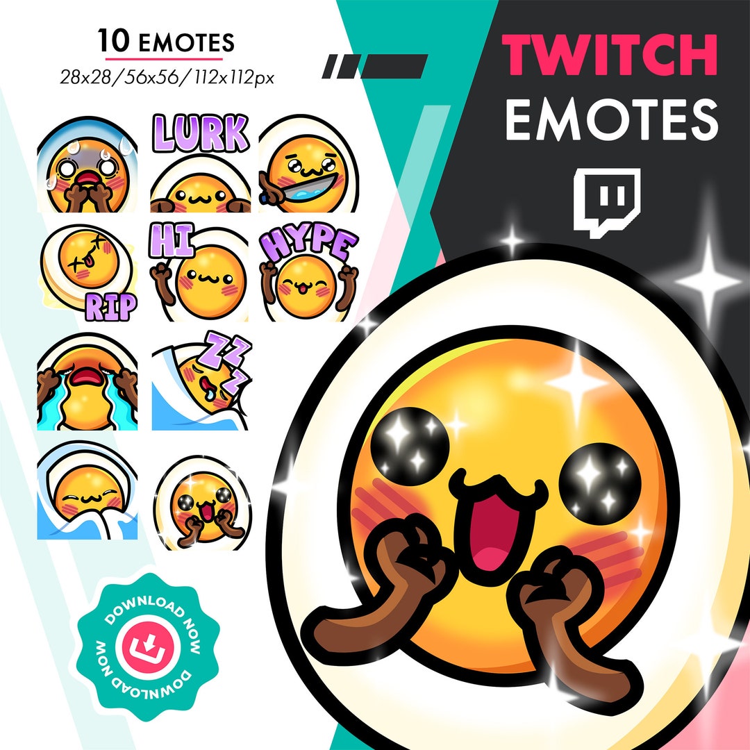 Twitch Egg Emote Pack | Cartoon Boiled Egg Knife, Hi, Cozy Blanket, Rip ...