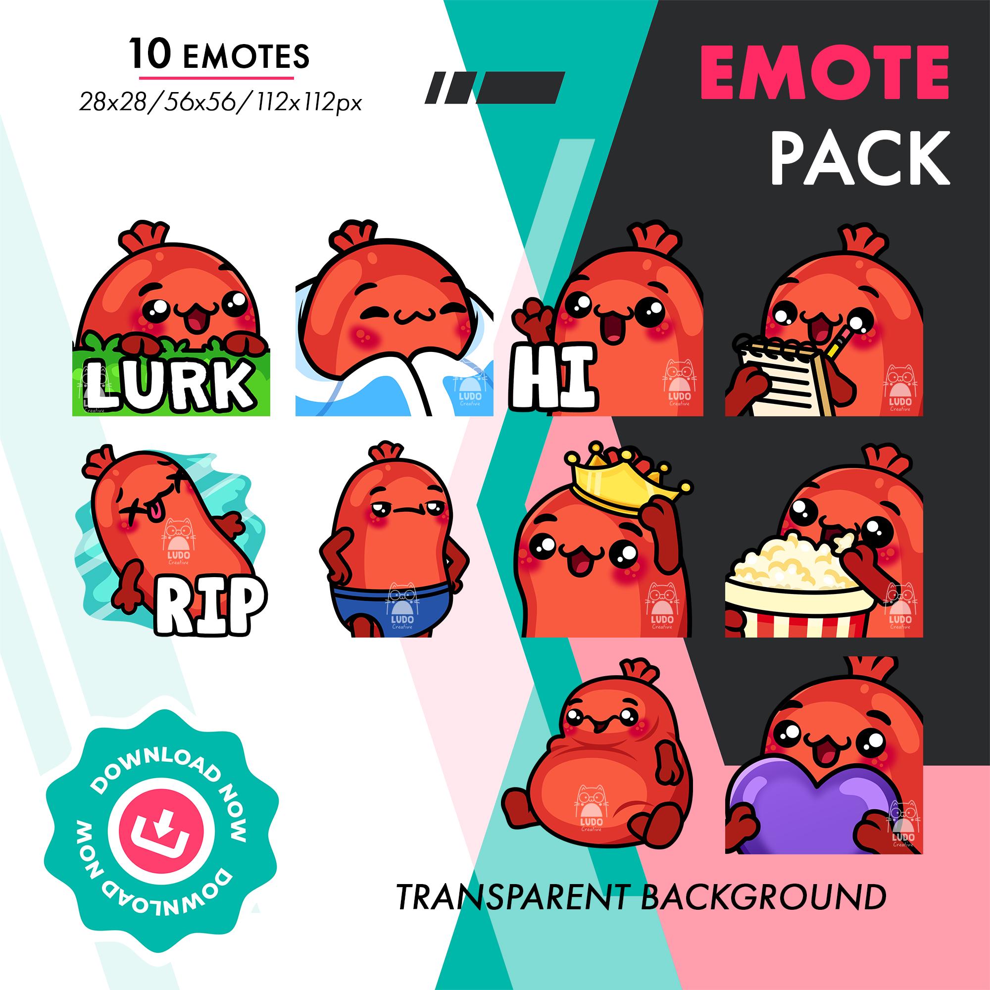 Sausage Emote Bundle, 10 Cute Twitch Frankfurter Heart, Hi, Rip Still ...