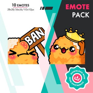 Chicken Nugget Emote Bundle 2, 10 Cute Twitch Fried Chicken Heart, Uwu ...