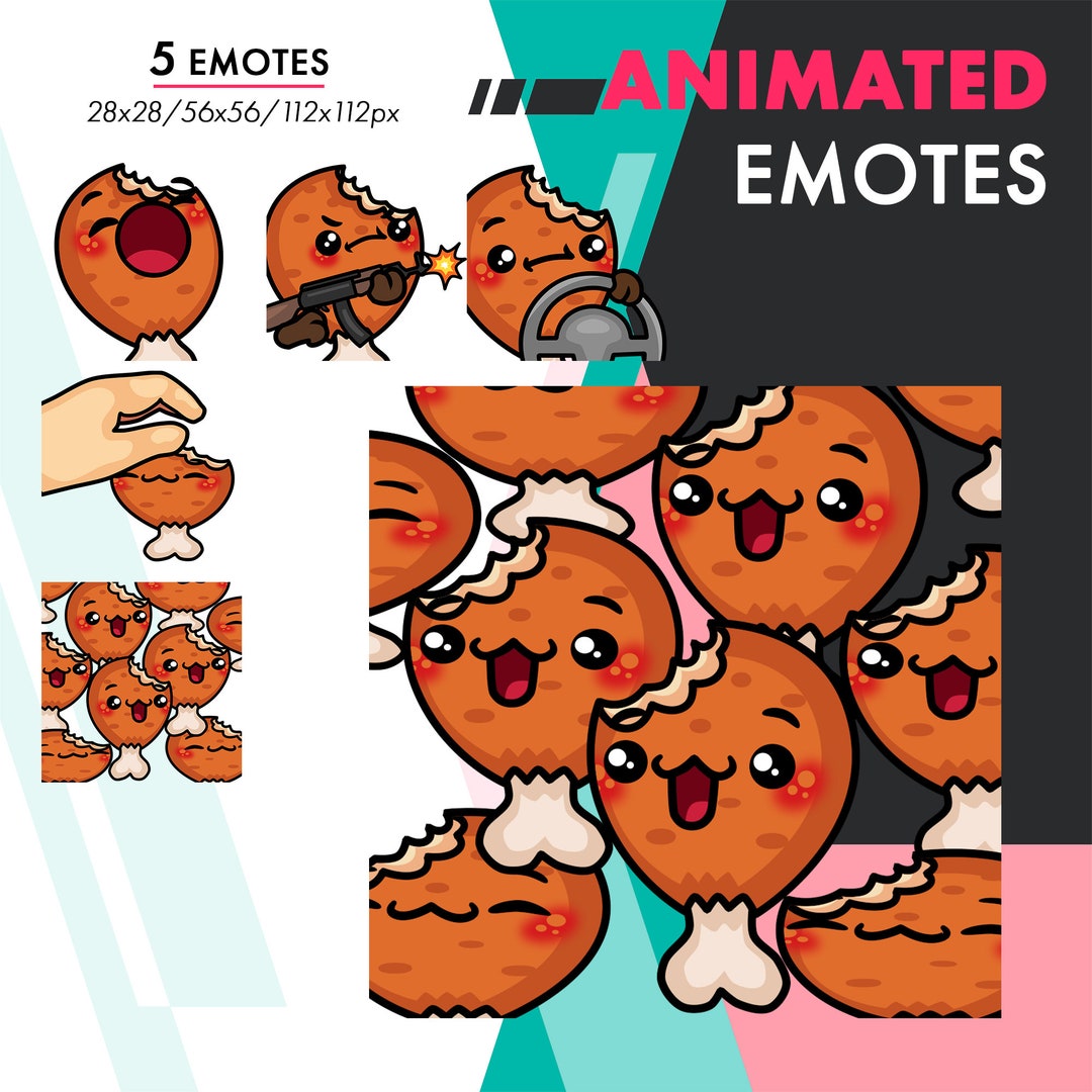 Animated Chicken Thigh Emotes Pack, 5 Cute Fried Chicken Raid, POP ...