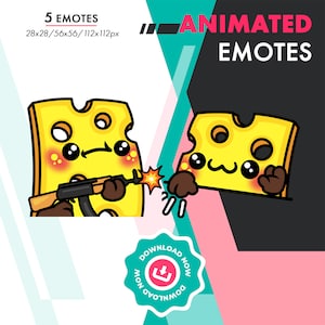 Animated Cheese Emotes Pack, 5 Cute Cheddar Slice Wiggle, Steer, Dance ...