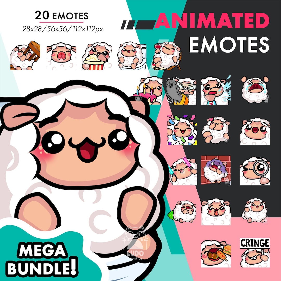 Mega Animated Lamb Emotes Pack 2, 20 Sheep Lick, Hype, Freaky Emote Set ...