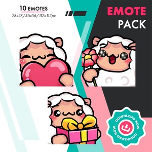 Twitch Lamb Emote Pack, 10 Cute Sheep Hype, Heart, Rip Emote Set for ...