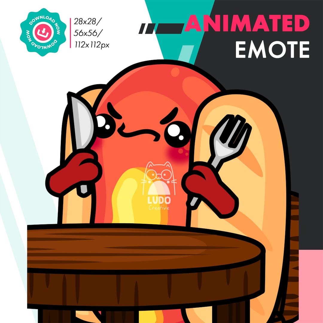 Animated Hotdog Hungry Emote, Cute Sausage Waiting for Food Emote for ...
