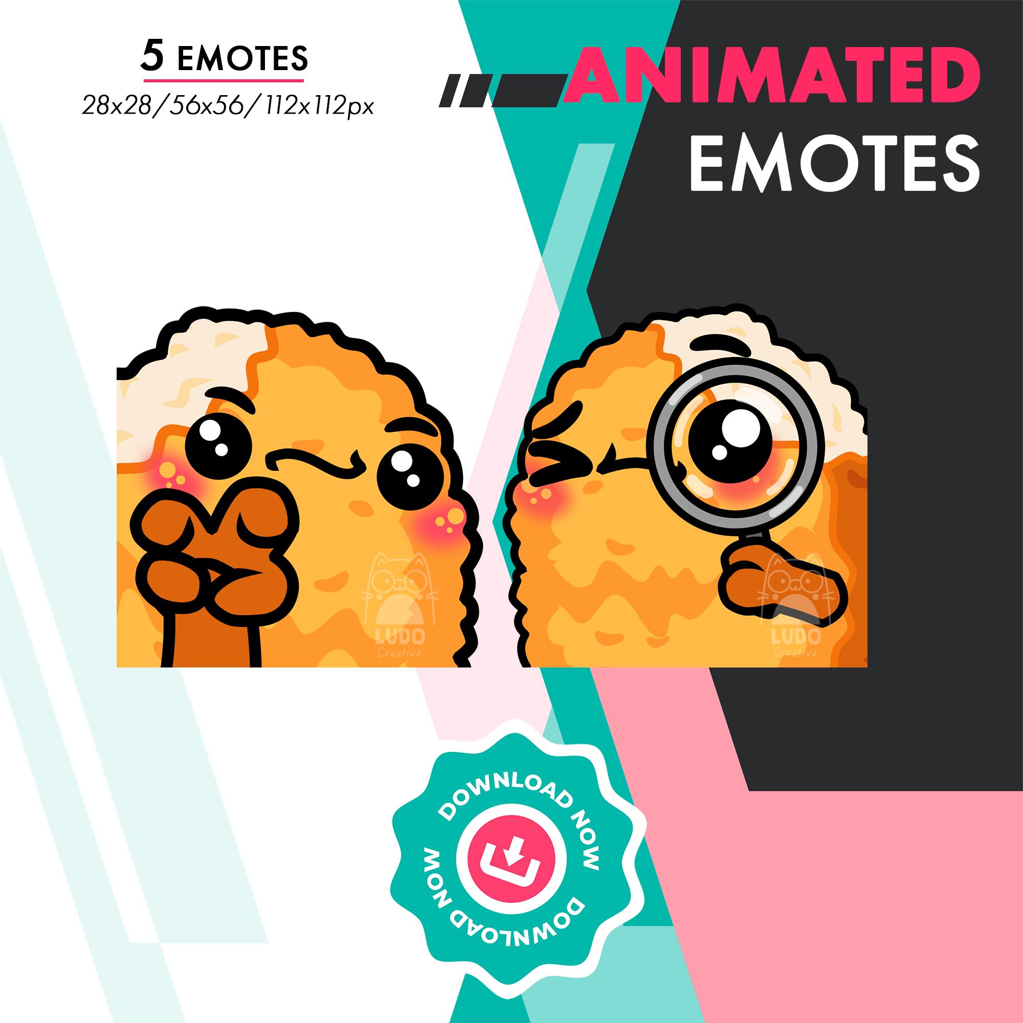 Animated Chicken Nugget Emotes Pack 7, 5 Cute Fried Chicken Lick, Clap ...