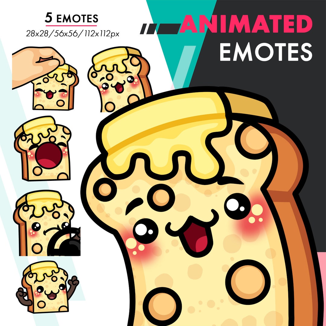 Animated Toast Emotes Pack, 5 Cute Bread and Butter Wiggle, Steer ...