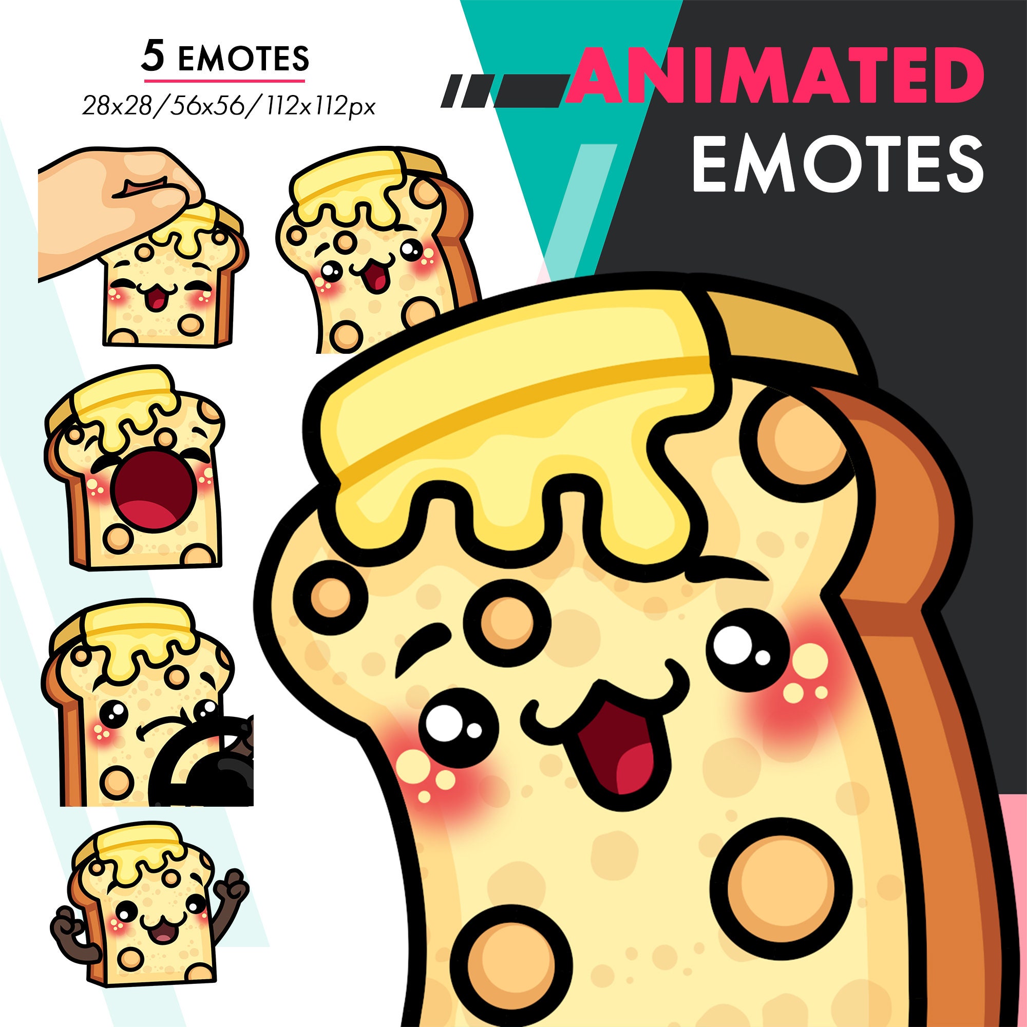 Animated Toast Emotes Pack, 5 Cute Bread and Butter Wiggle, Steer ...