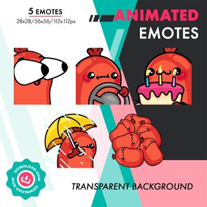 Animated Sausage Emotes Pack 2, 5 Cute Cake, Steer, Rain Emote Set for ...