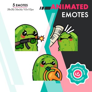 Animated Pickle Emotes Pack, 5 Cute Pickle Wiggle, Steer, Aim Emote Set ...