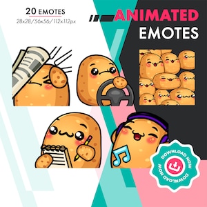 Mega Animated Potato Emotes Pack, 20 Cute Potato Steer, Bobble, Aim ...