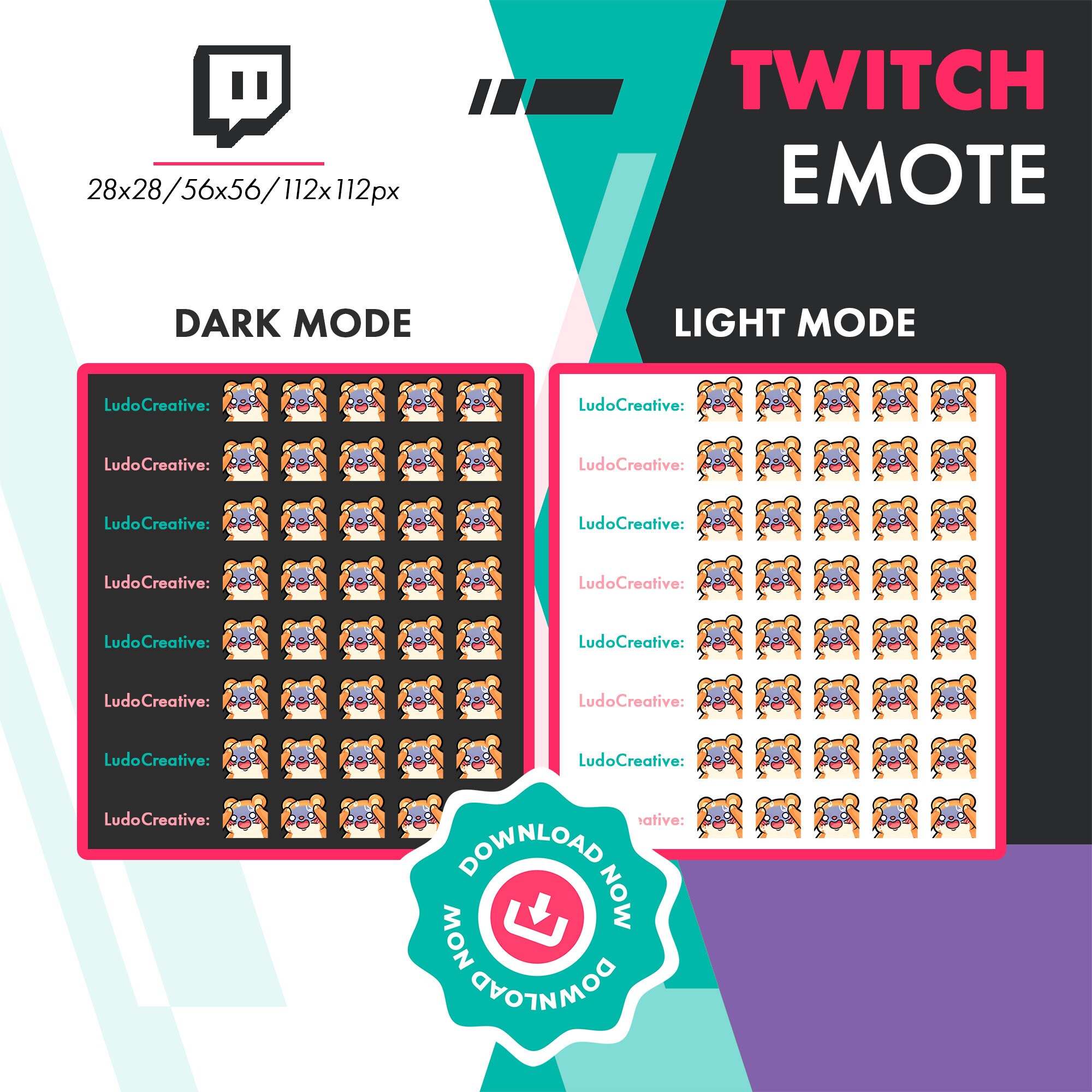 Twitch Hamster Emote | Cute Cartoon Panic Mouse Emote for Twitch ...